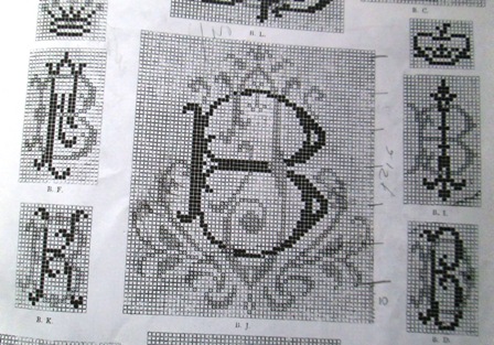 Linge ancien: Iniciales con gráficos del Taller de lino