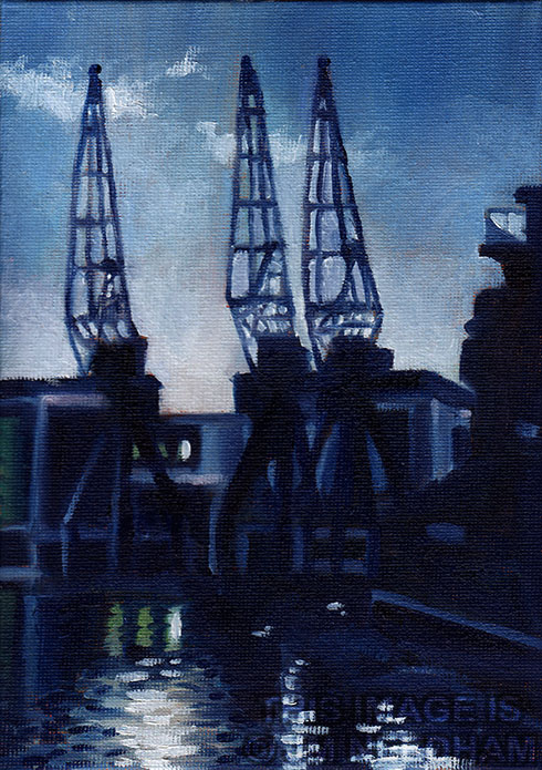 JM Needham Art Daily Painting: Three Cranes