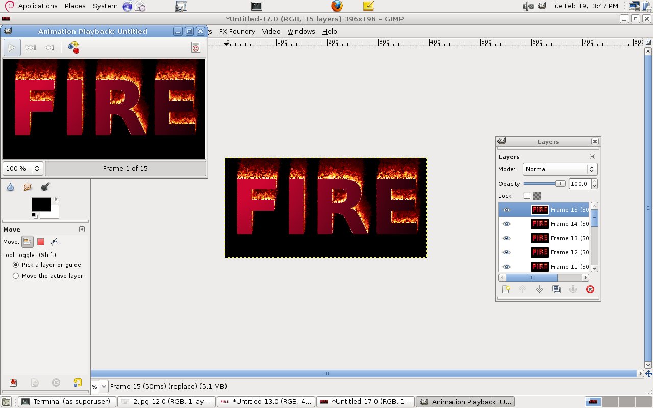 Linux World: Creating fire animation using gimp in linux