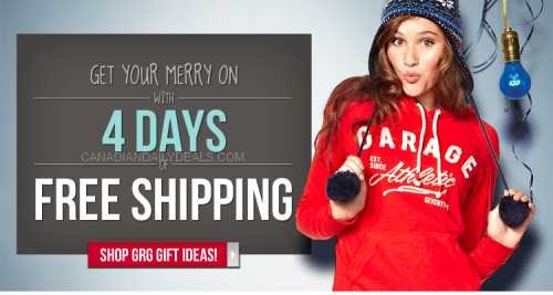 Canadian Daily Deals: Garage Clothing: 4 Days of Free Shipping (Nov 18-22)