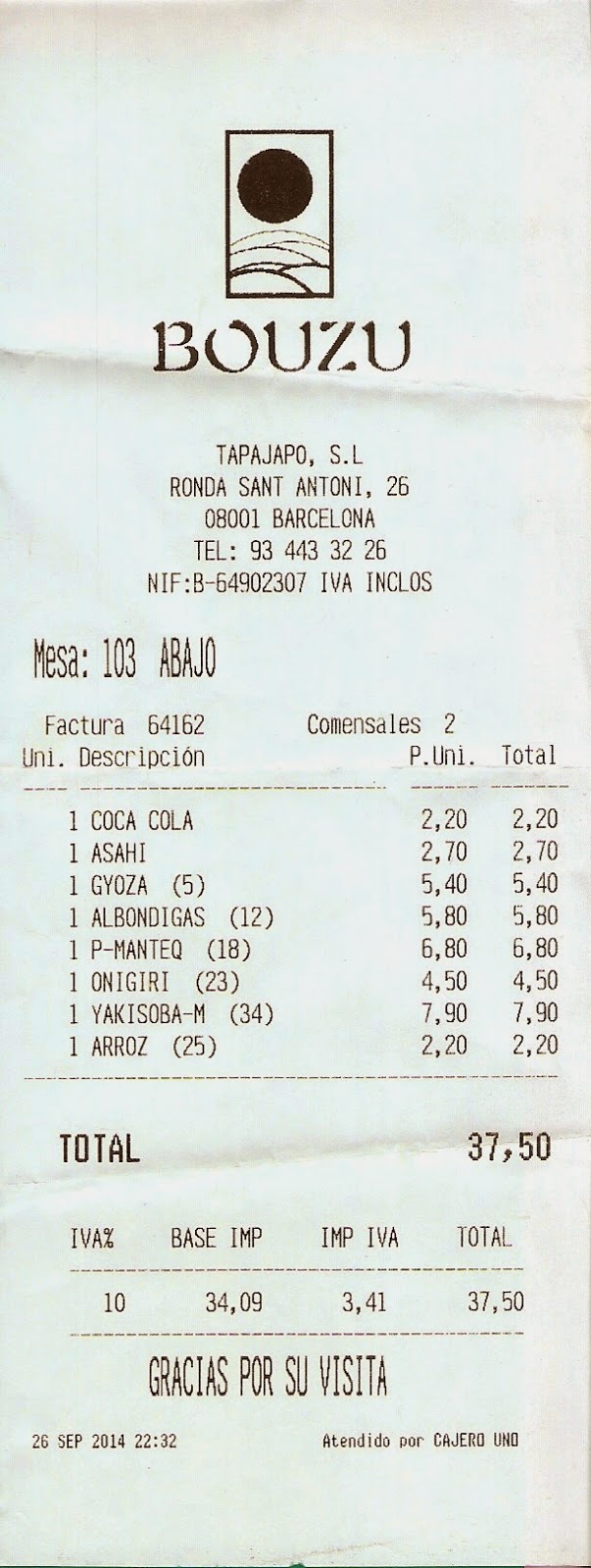 piltrafilla gastronómica: Bouzu (2014)