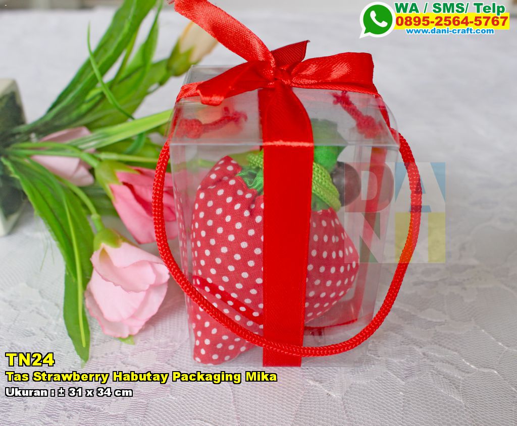 Tas Strawberry Habutay Packaging Mika | Souvenir Pernikahan