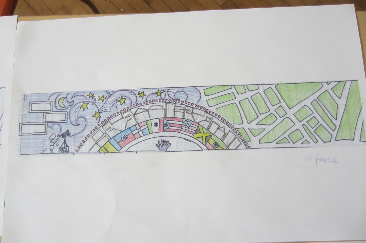 Community Art Center Mural: Mural Section 3 begins: Artist Tova Speter ...