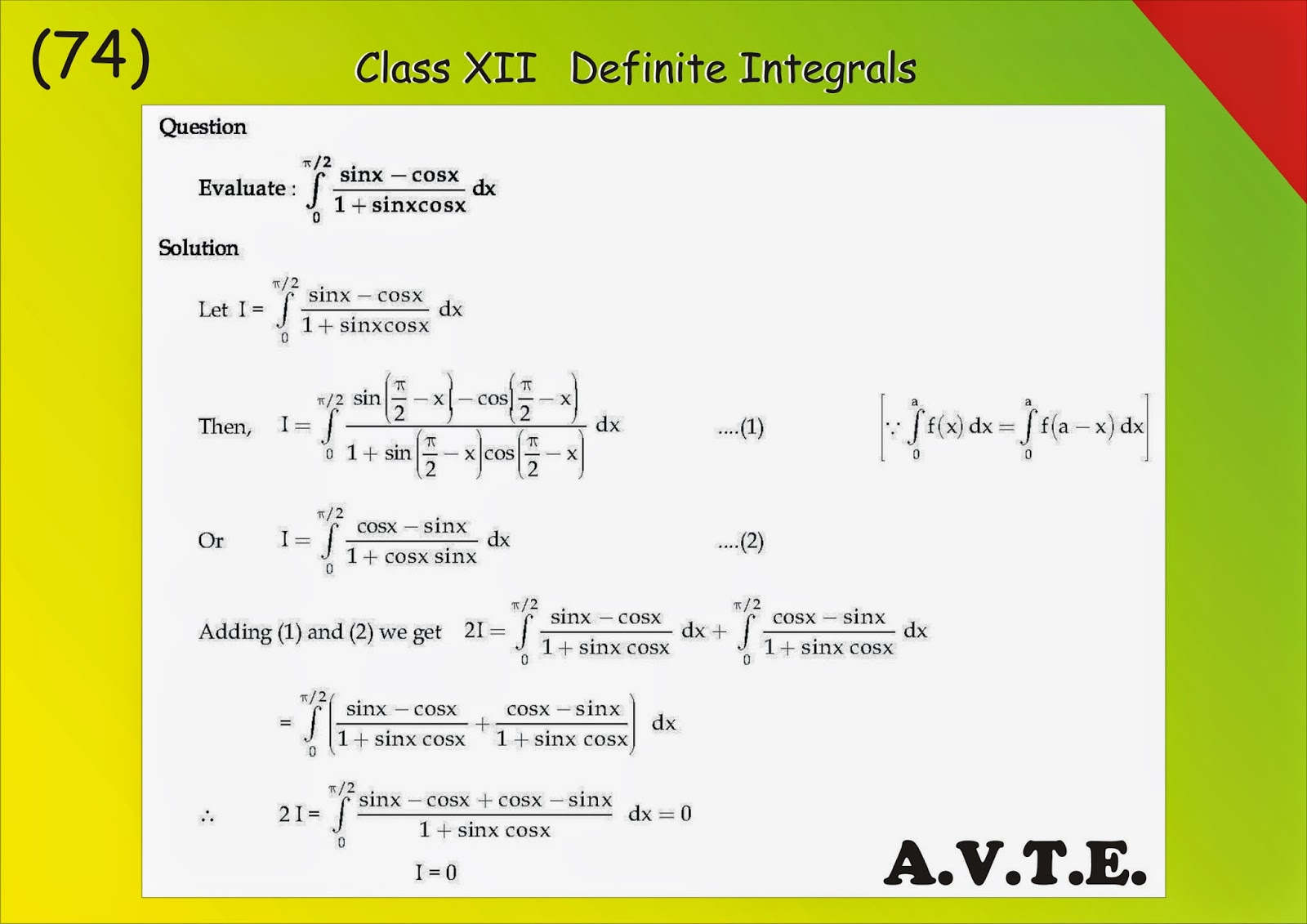 Maths4all: Slide 74 Class XII Mathematics CBSE on definite Integration ...
