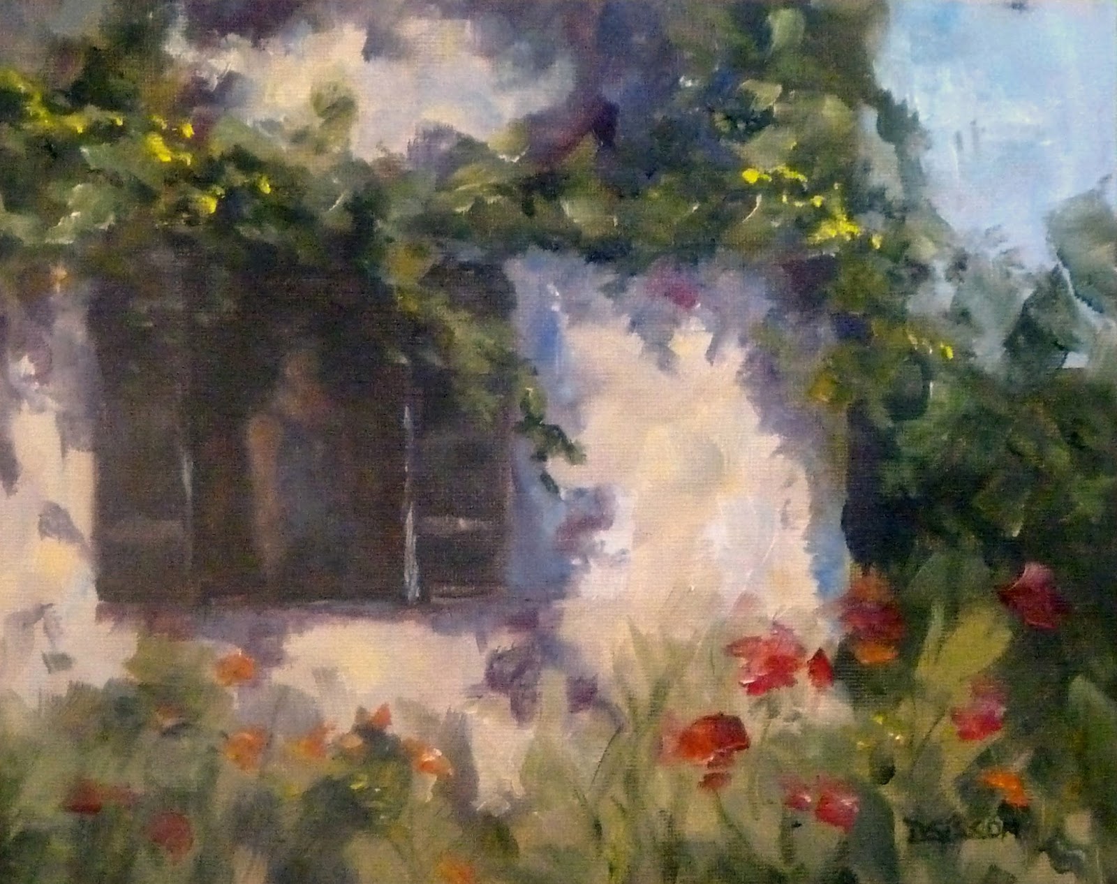 Daily Painting Projects: French Cottage Window Landscape Painting ...