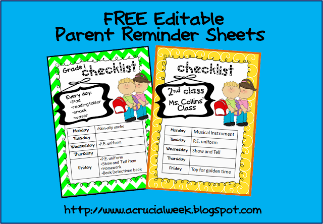 A Crucial Week: FREE Parent Reminder Checklists