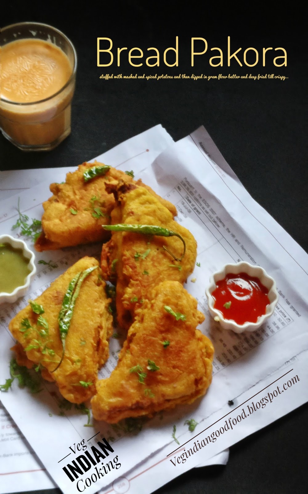 Veg Indian Cooking: Stuffed Bread Pakora