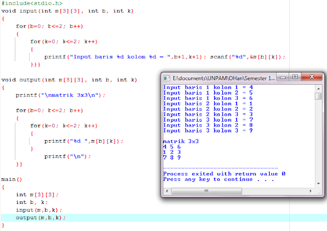 Program Matriks 3X3 Menggunakan Array ~ Han'share