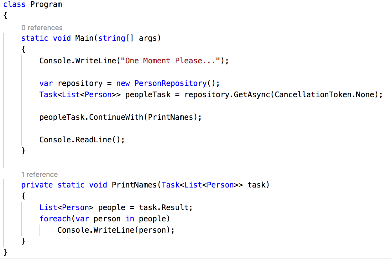 Jeremy Bytes: Using Task with .NET Core 2.0 (Success, Error, Cancellation)