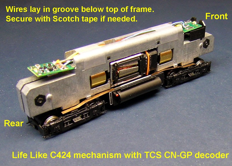 N Scale DCC Decoder Installs: TCS CN-GP in a Life Like C424