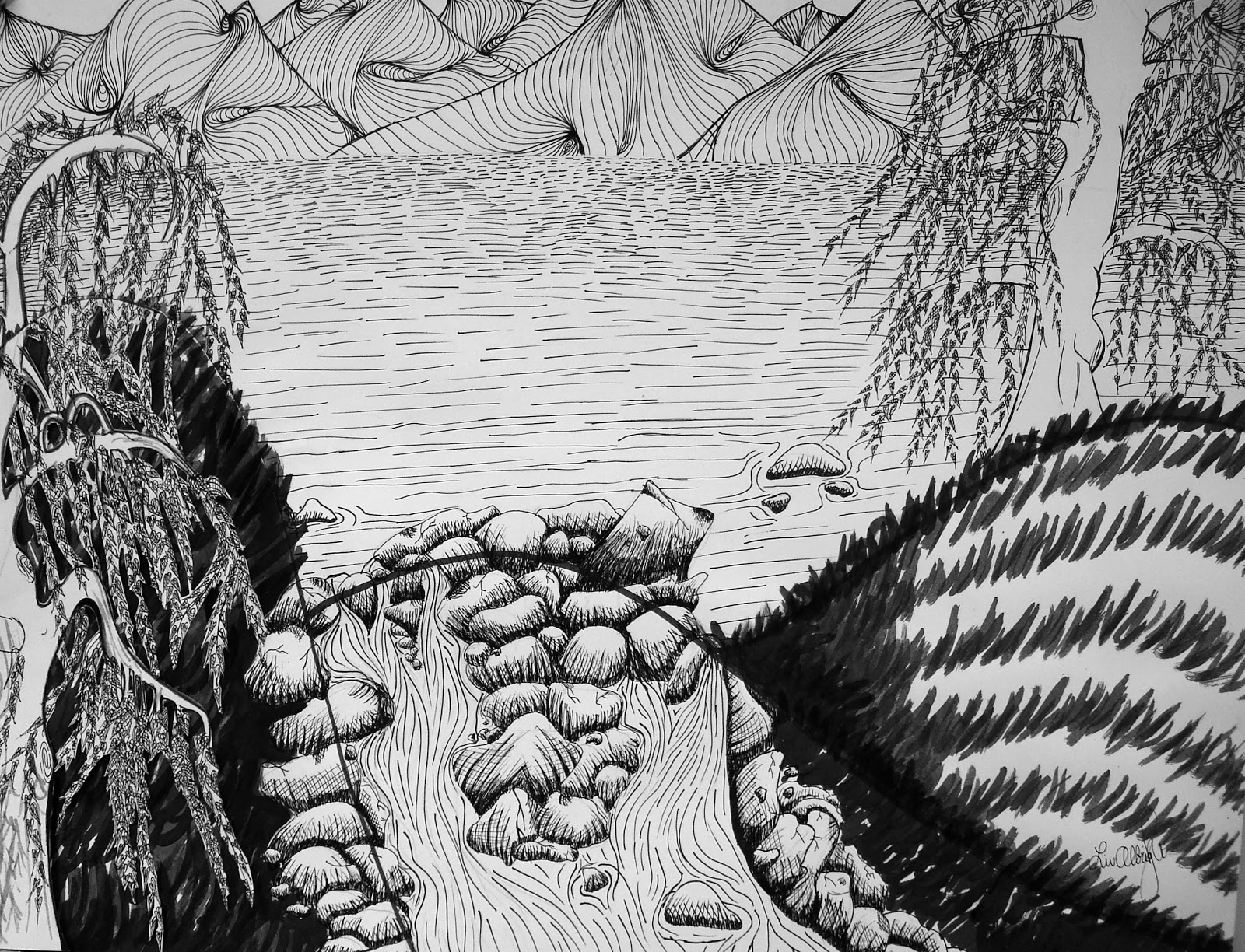 Art at OHS: Landscapes with differen Mark Making