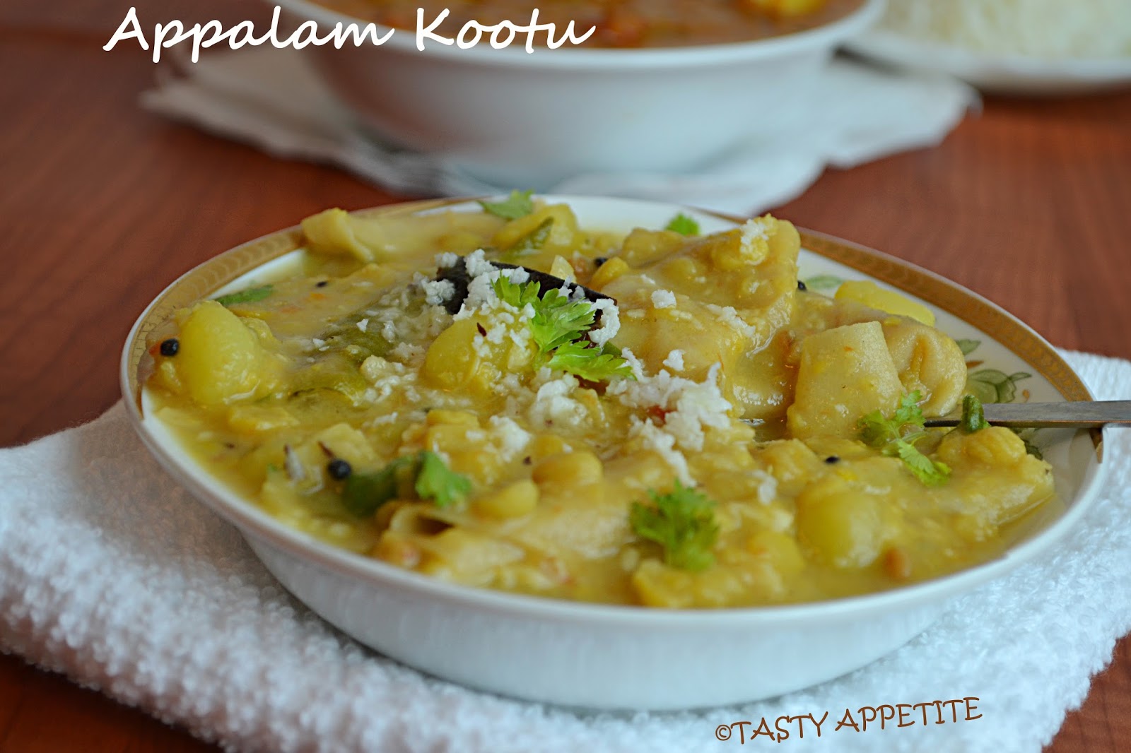 How to make Appalam Kootu / Appala Kootu / Pappad Kootu: