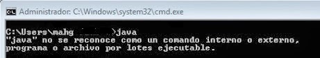 imahginable: "Java" no se reconoce como un comando interno o externo