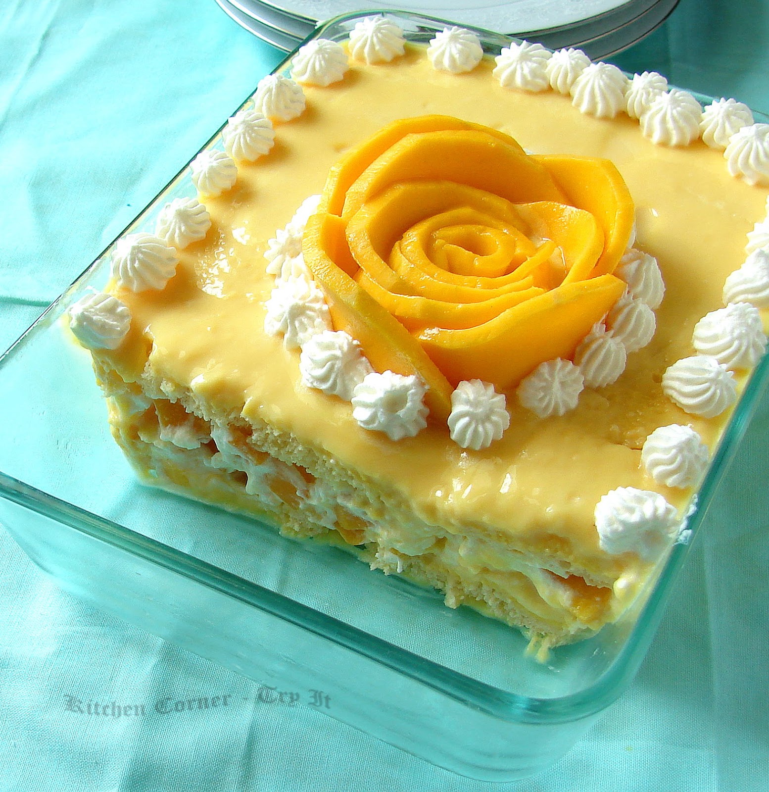Bread Mango Layer Pudding- Creamy Mango Custard Pudding