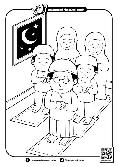 Mewarnai Gambar Anak: Mewarnai Gambar Sholat Tarawih Berjamaah Di Masjid