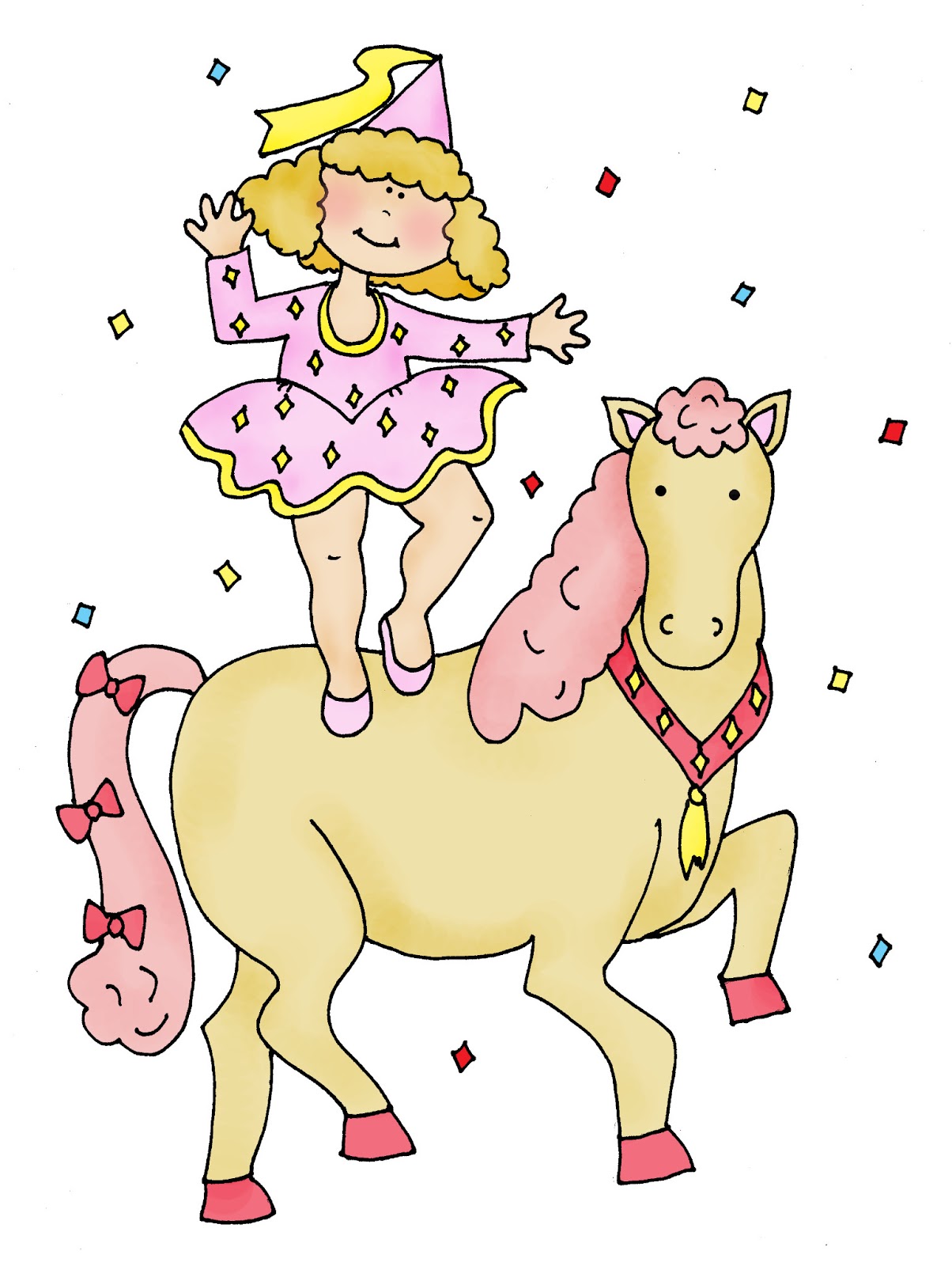 Free Dearie Dolls Digi Stamps: Circus Trick Rider color and B/W