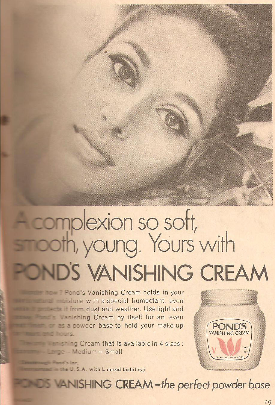 POND'S VANISHING CREAM Newspaper Ad - Classic Indian Advertisements