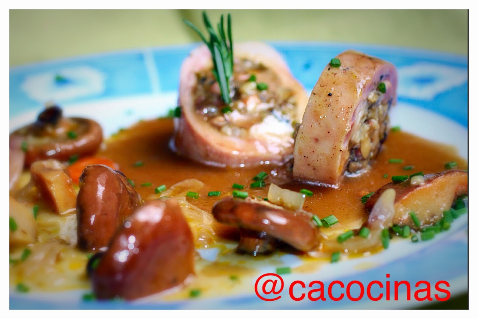 CONEJO RELLENO (SOUS VIDE) CON NISCALOS ESCABECHADOS ~ Caco