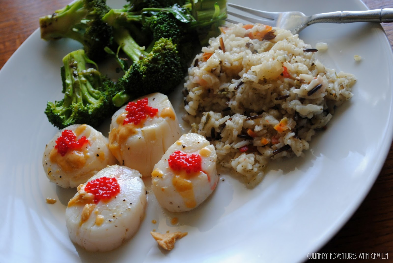 Pan-Fried Scallops with Uni Butter and Caviar for #FishFridayFoodies