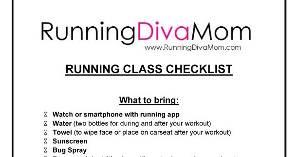 Running Diva Mom: Running Class Checklist