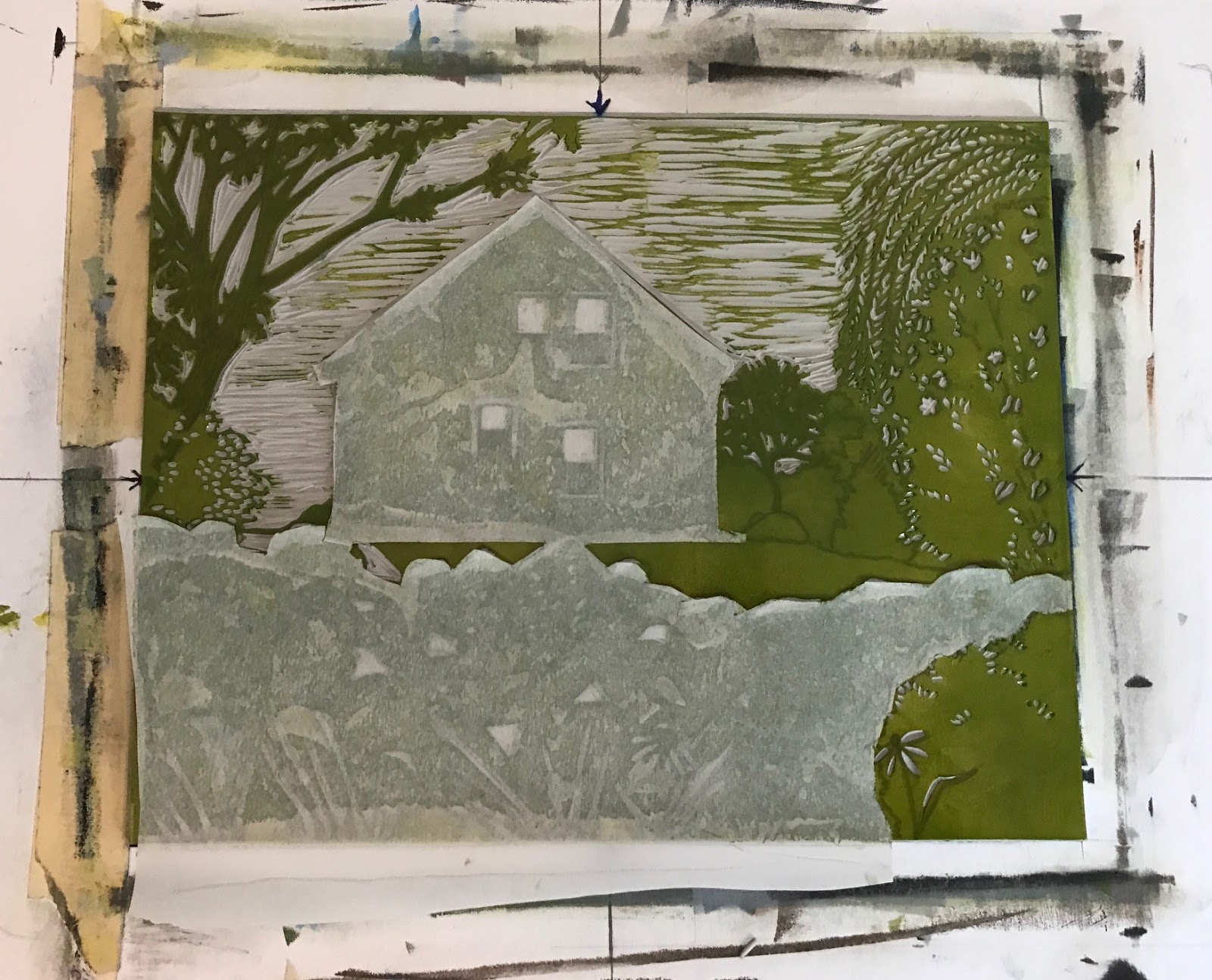 just pencil on paper: How to make a reduction block print