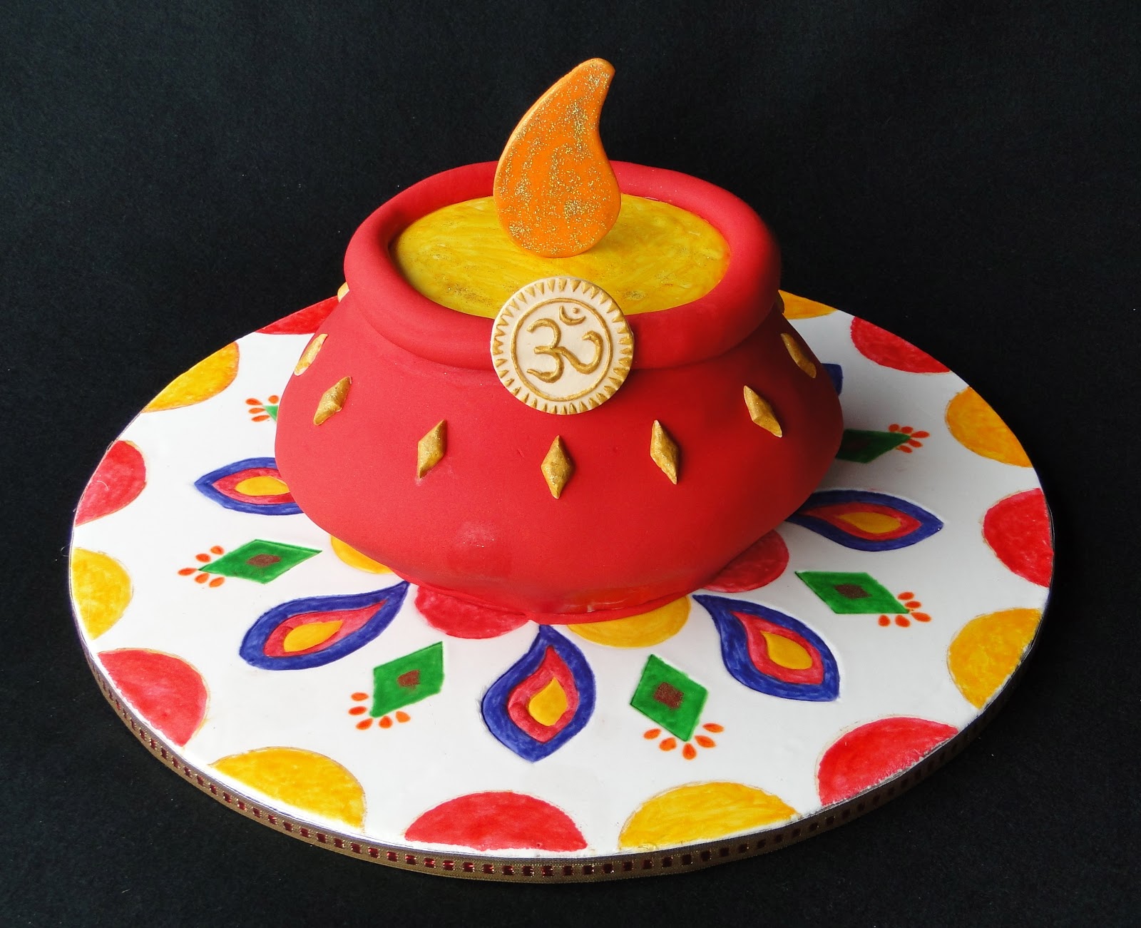 Baking Maniac: Eggless Hand Painted Diwali Cake!