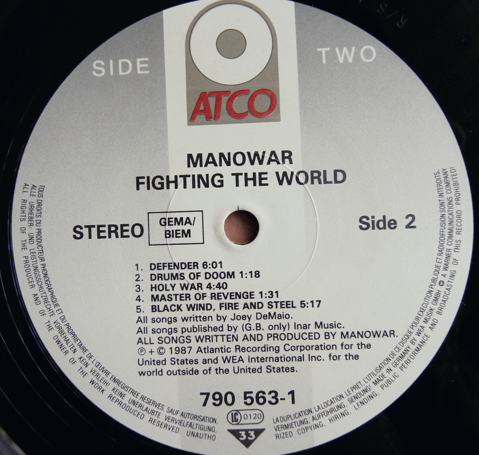 Manowar - Fighting the world (ATCO, 1987)