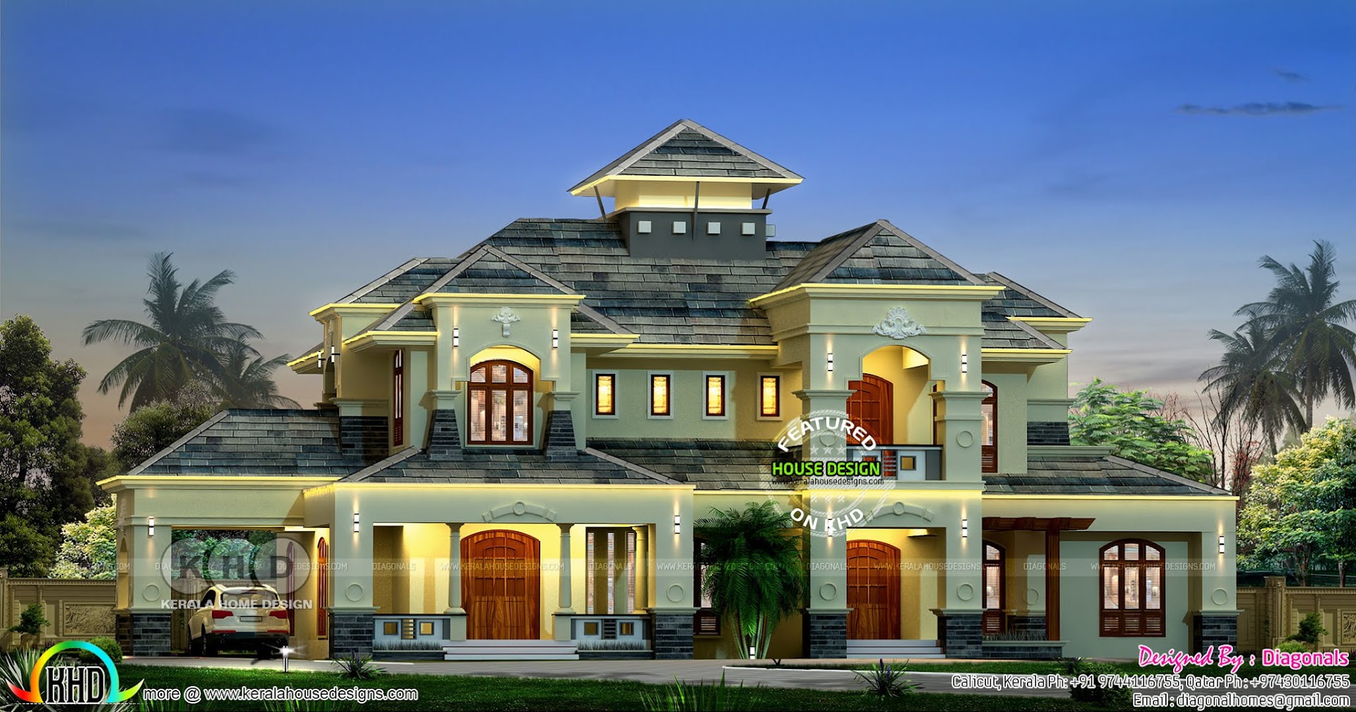 Colonial type luxury residence with 6 bedroom - Kerala Home Design and ...