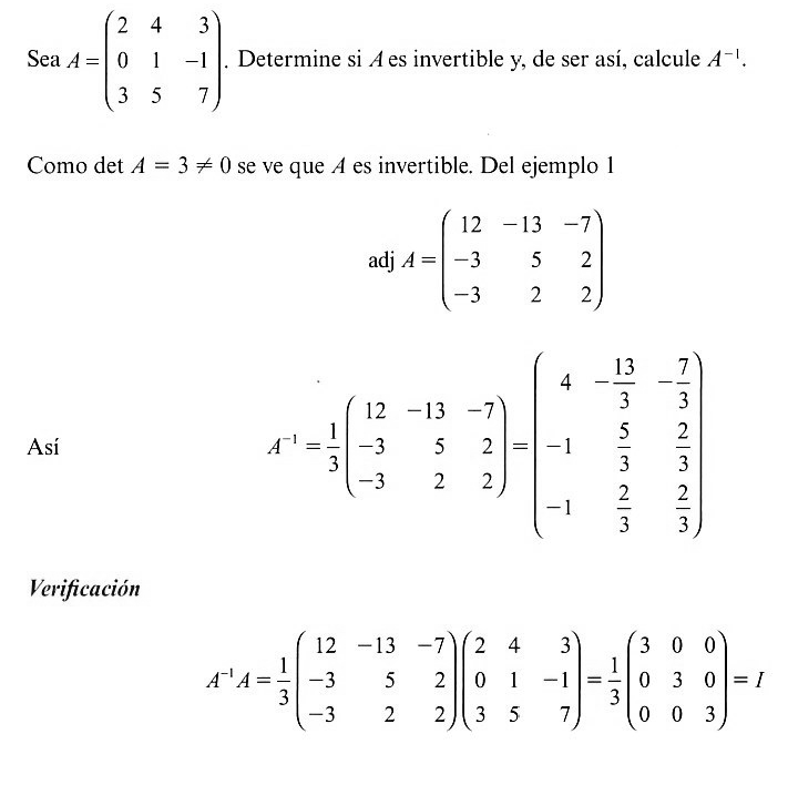 Álgebra Lineal: 2.8 Inversa de una matriz cuadrada a través de la adjunta.