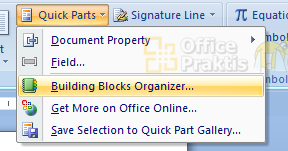 Fungsi Quick Parts di Ms. Word - Office Praktis