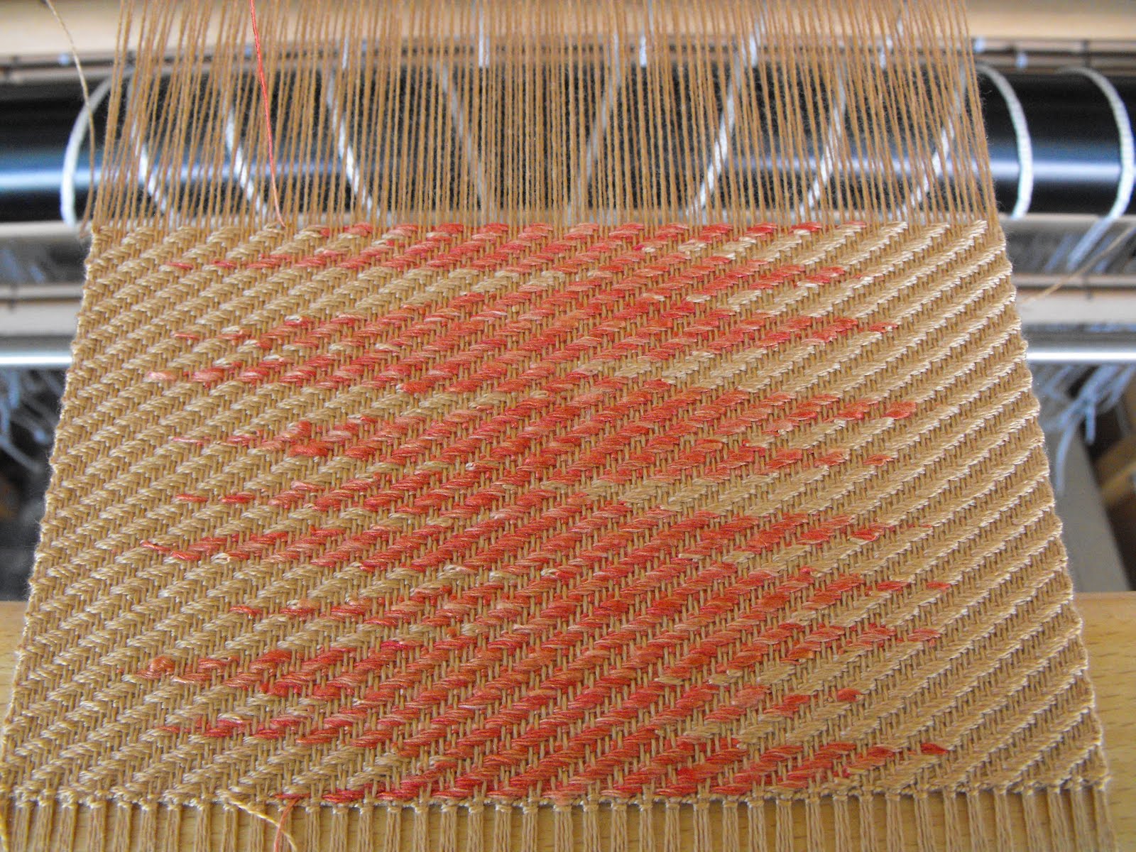 Dust Bunnies Under My Loom: Clasped Weft with 8 Shaft Undulating Twill