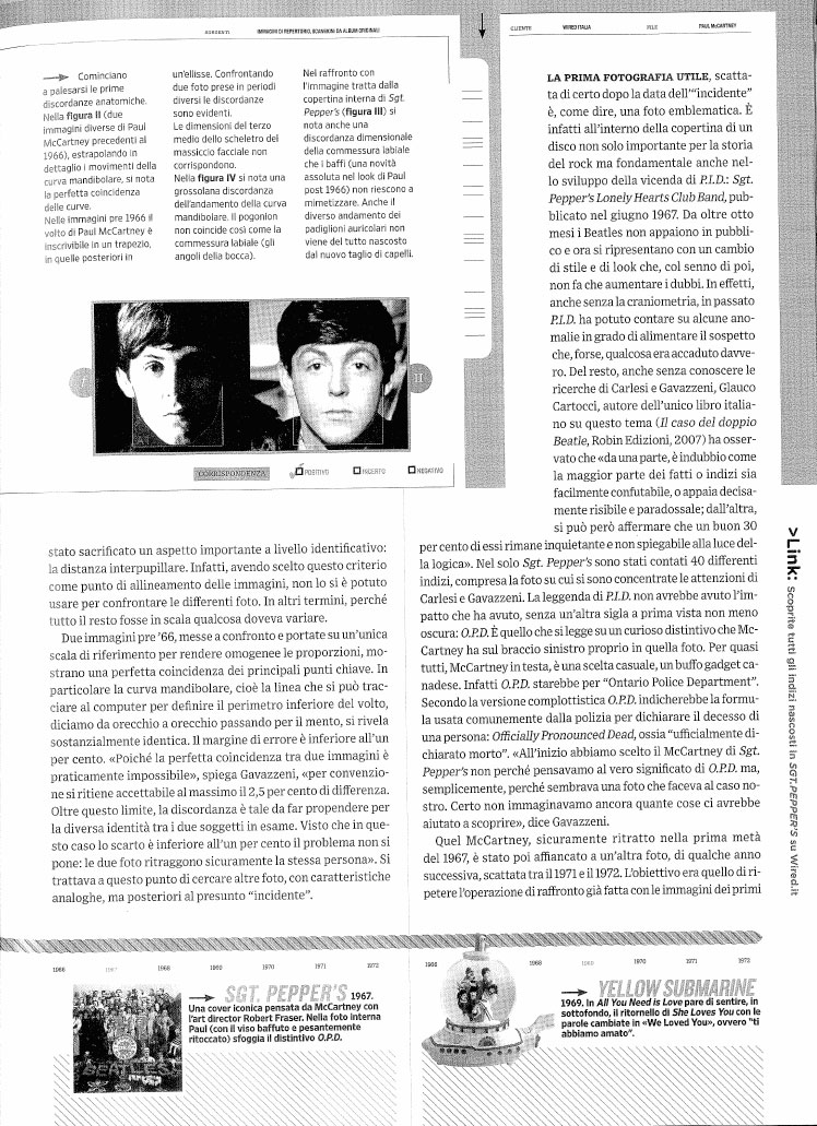 Plastic Macca ~ Paul is Dead: Wired Italia: Forensic science proves ...
