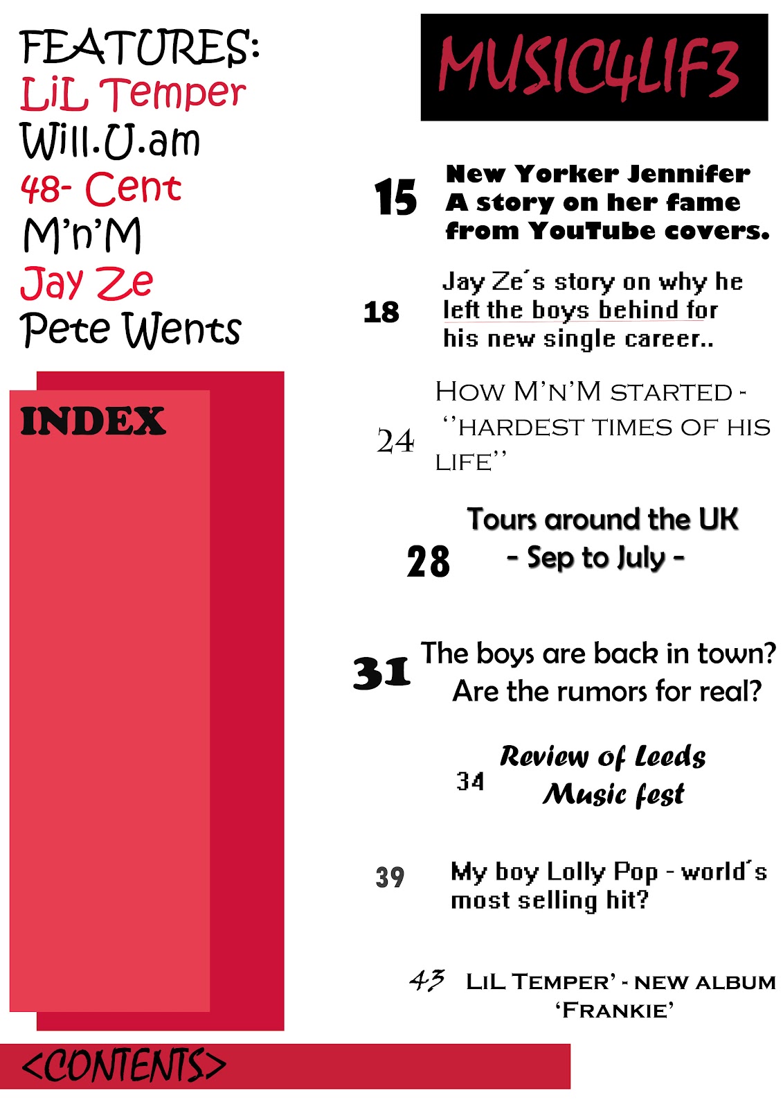 Music Magazine: Contents page, research & planning and draft
