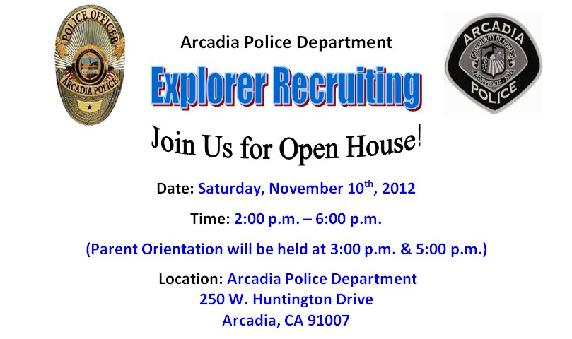 Arcadia Police Department News & Information Blog: Police Explorer ...