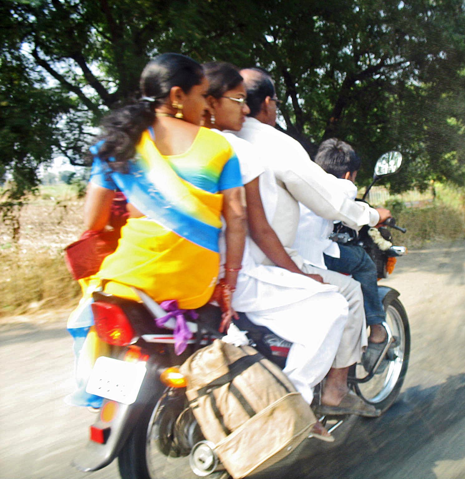 Stock Pictures: Families on two-wheelers