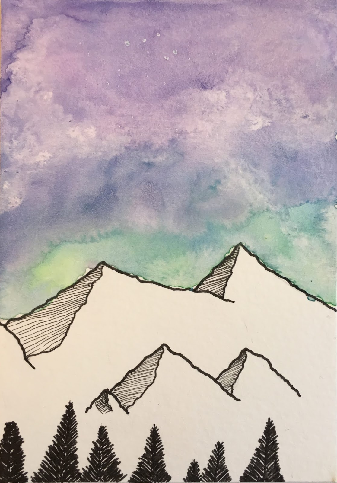 Art Room Britt: Jen Aranyi Mountain-scape Mixed-Media Illustrations