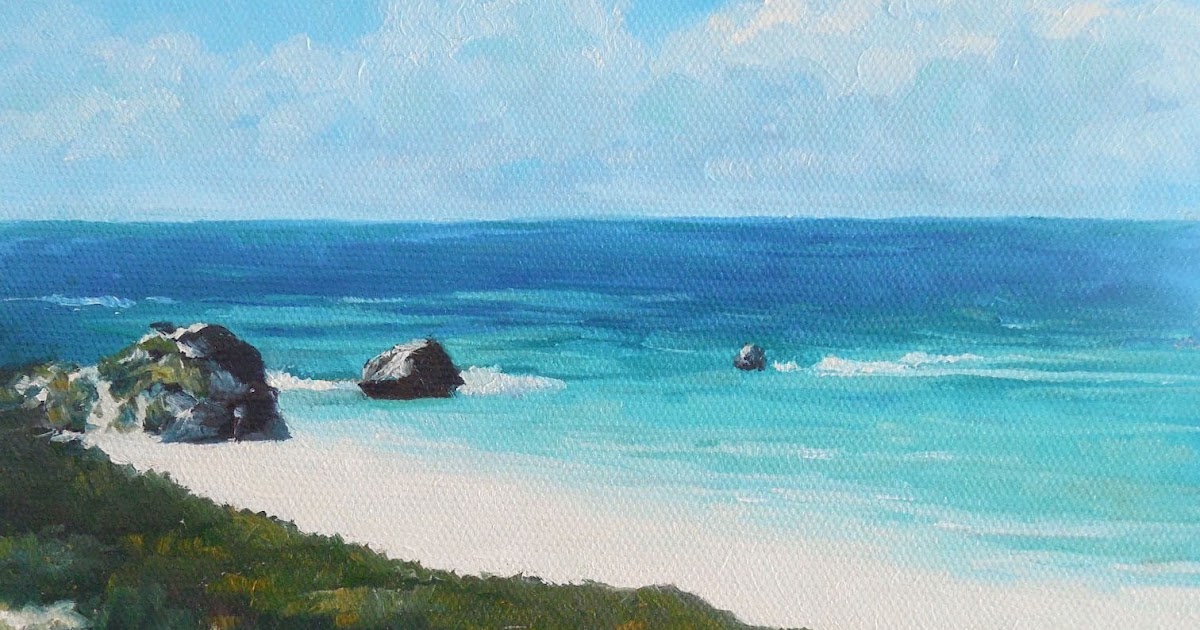 Carmen Beecher: Bermuda Scene, 8x6 Original Oil on Canvas Panel, Seascape