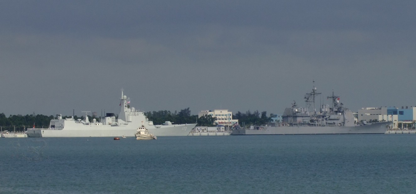 USN USS Shiloh (CG-67) Spotted With Chinese Type 052C Luyang-II ...