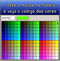 BlogToolBars: Tabela com códigos de cores em HTML para blogueiros