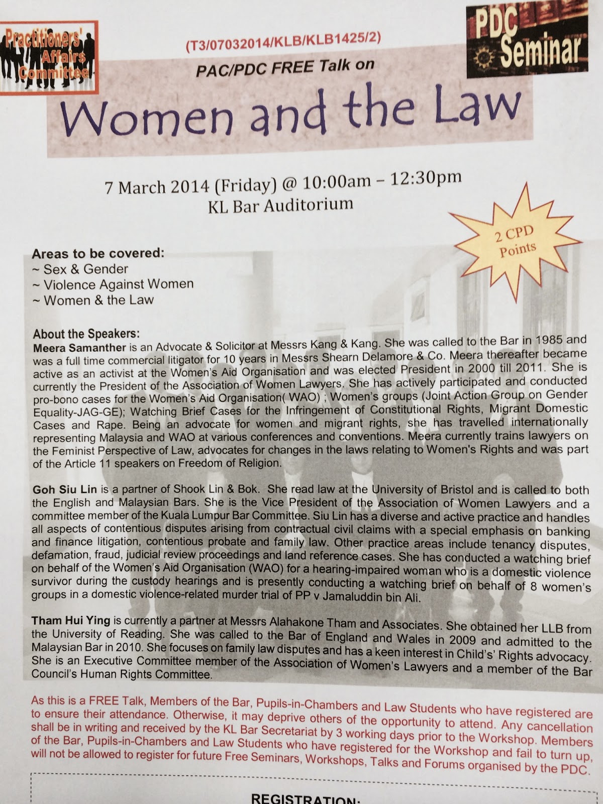 The Association of Women Lawyers, Malaysia: AWL-KLBC Seminar: "Women ...