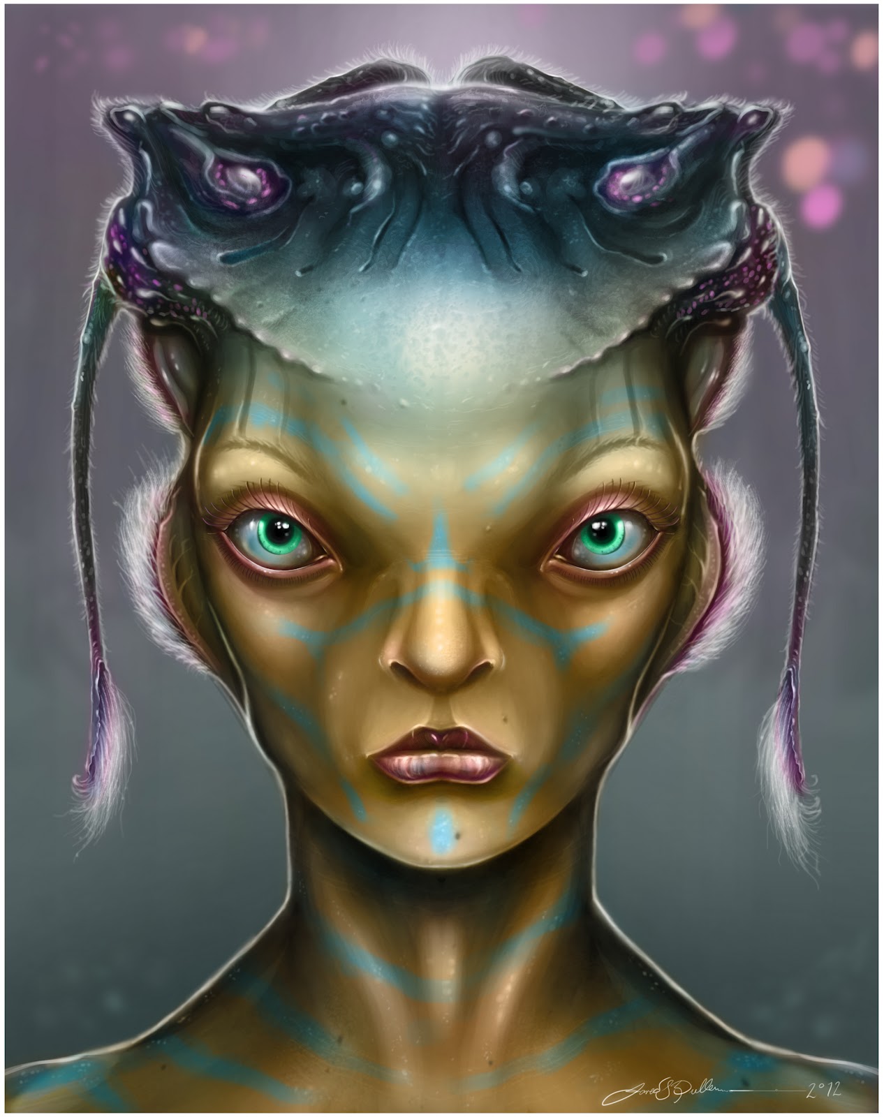 Soulful Savage: The Art of Jared Pullen : Head Study: Alien Huntress ...