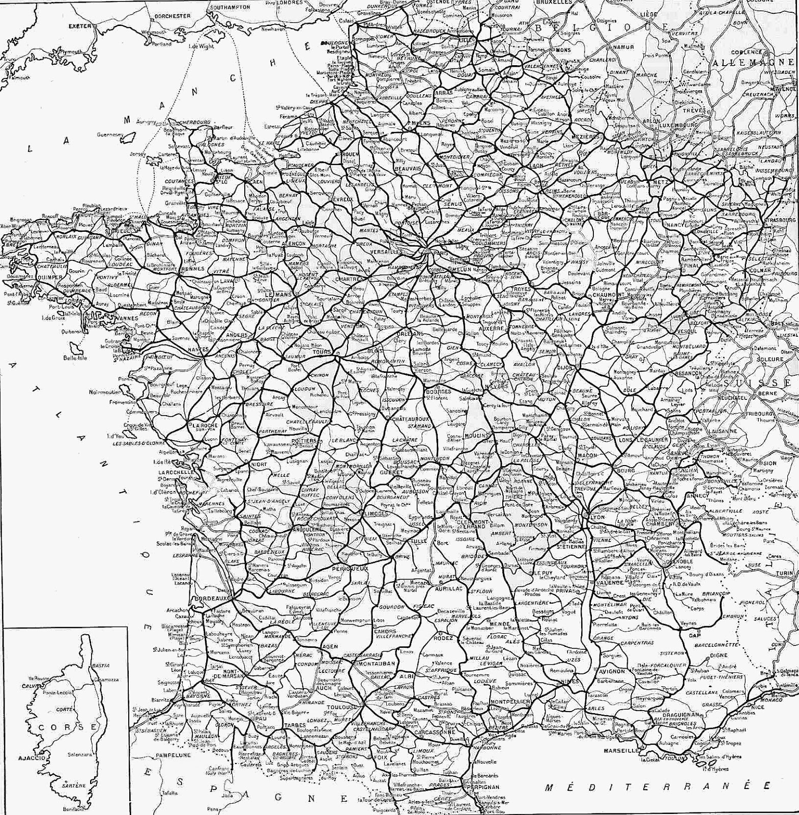 transpress nz: railway map of France, 1921