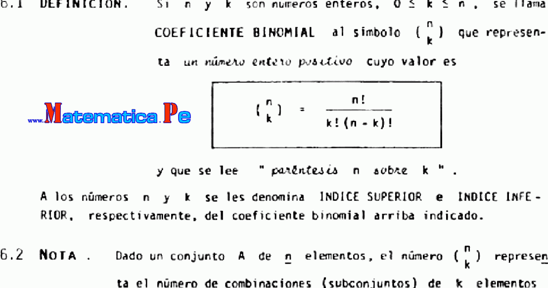 COMBINATORIOS PROBLEMAS RESUELTOS Y DEMOSTRACIONES CON BINOMIO DE ...