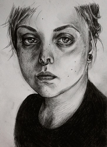 Konst enligt Elin: självporträtt i blyerts