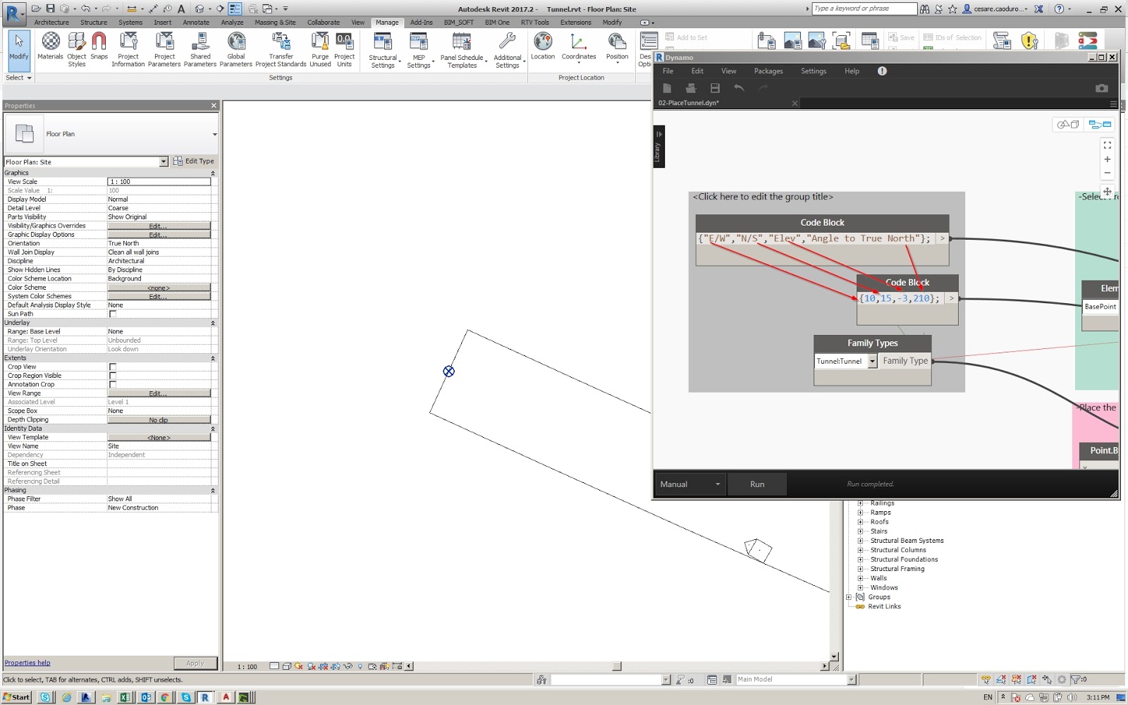Tunnel modeling with Dynamo