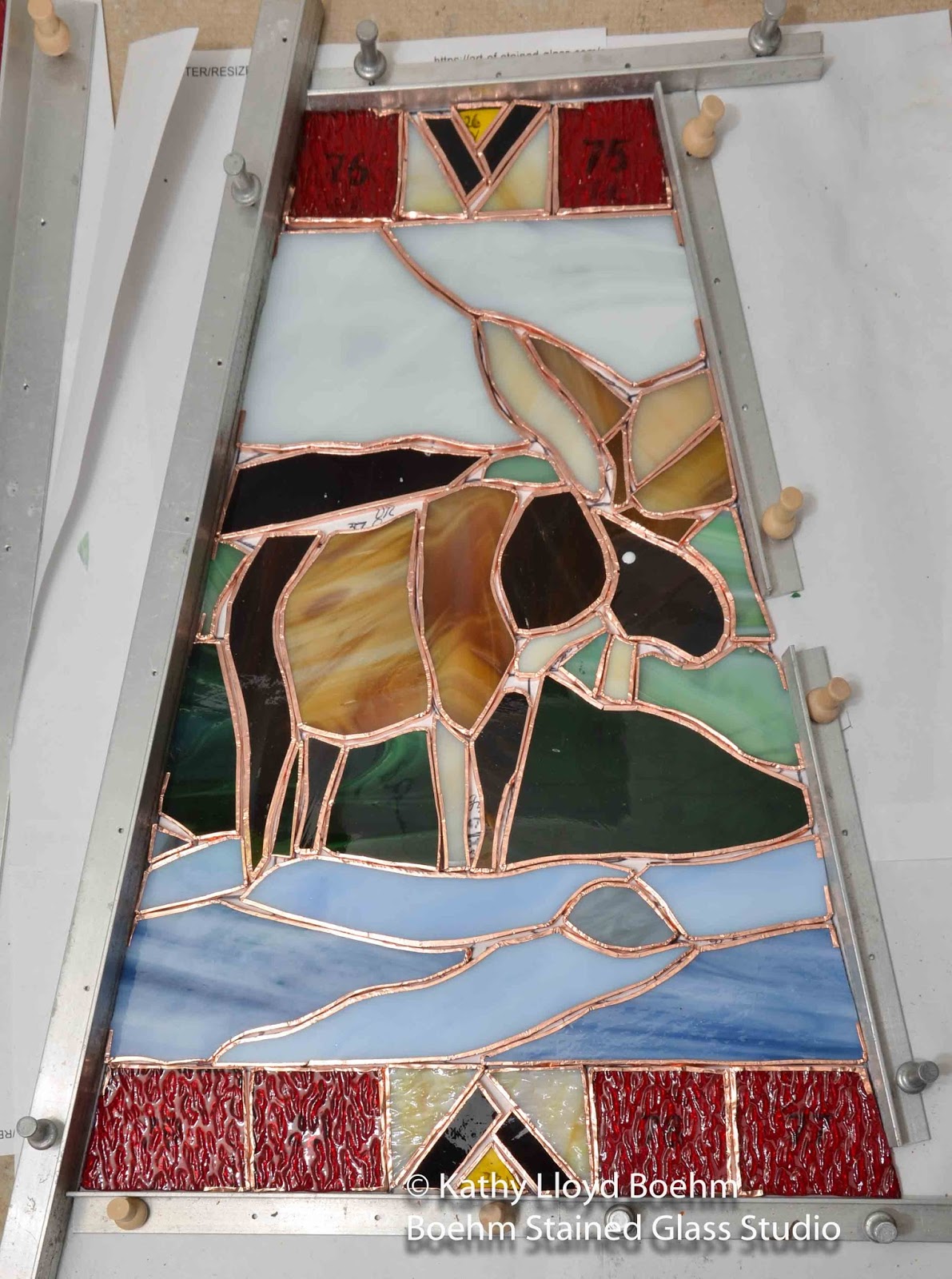 Boehm Stained Glass Blog: Bear and Moose Cabin Stained Glass Lamp