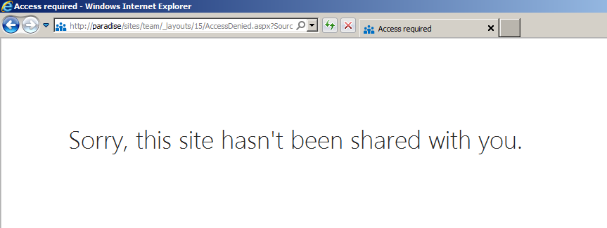 SharePoint 2013 Preview - Access Denied message