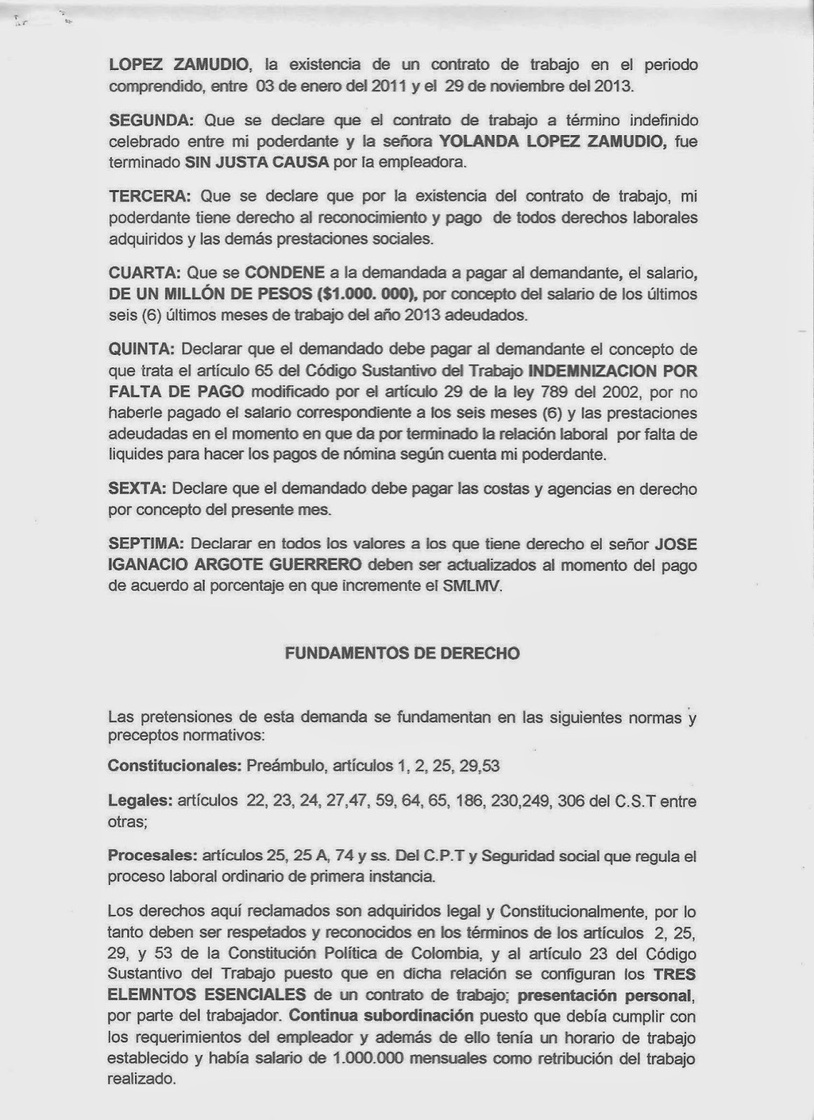 PRESENTACIÓN DEMANDA ORDINARIA LABORAL - PRIMERA INSTANCIA : DEMANDA ...