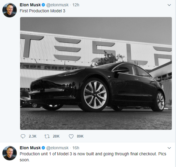 Elon Mask unveils the new generation of its own cars Tesla Model 3 ...