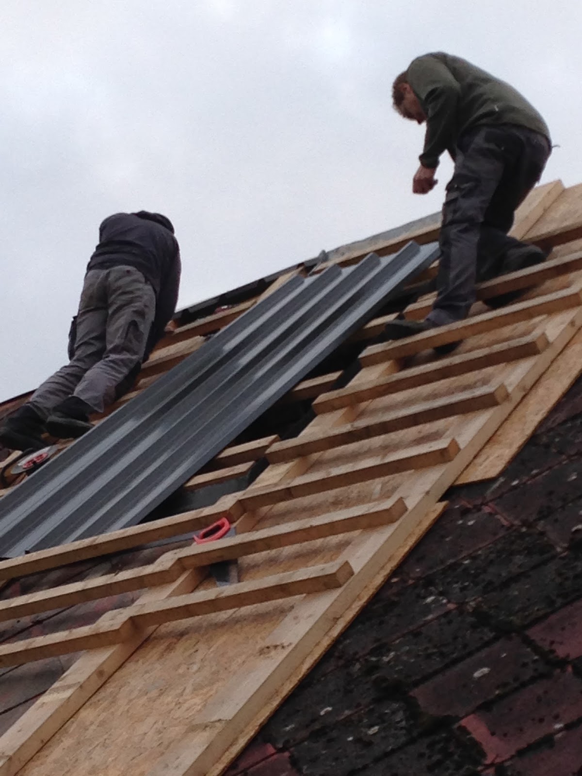 La mare du Mesnil - Tentative d'écorénovation: toiture : rustine...